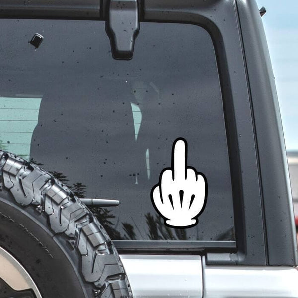 Cartoon Glove Middle Finger Car Decal - Window Decal – Vinyl Chaos ...