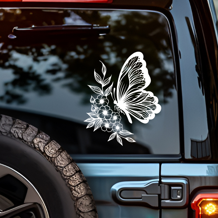 Butterfly Floral Car Decal - Elegant & Durable Decal – Vinyl Chaos ...