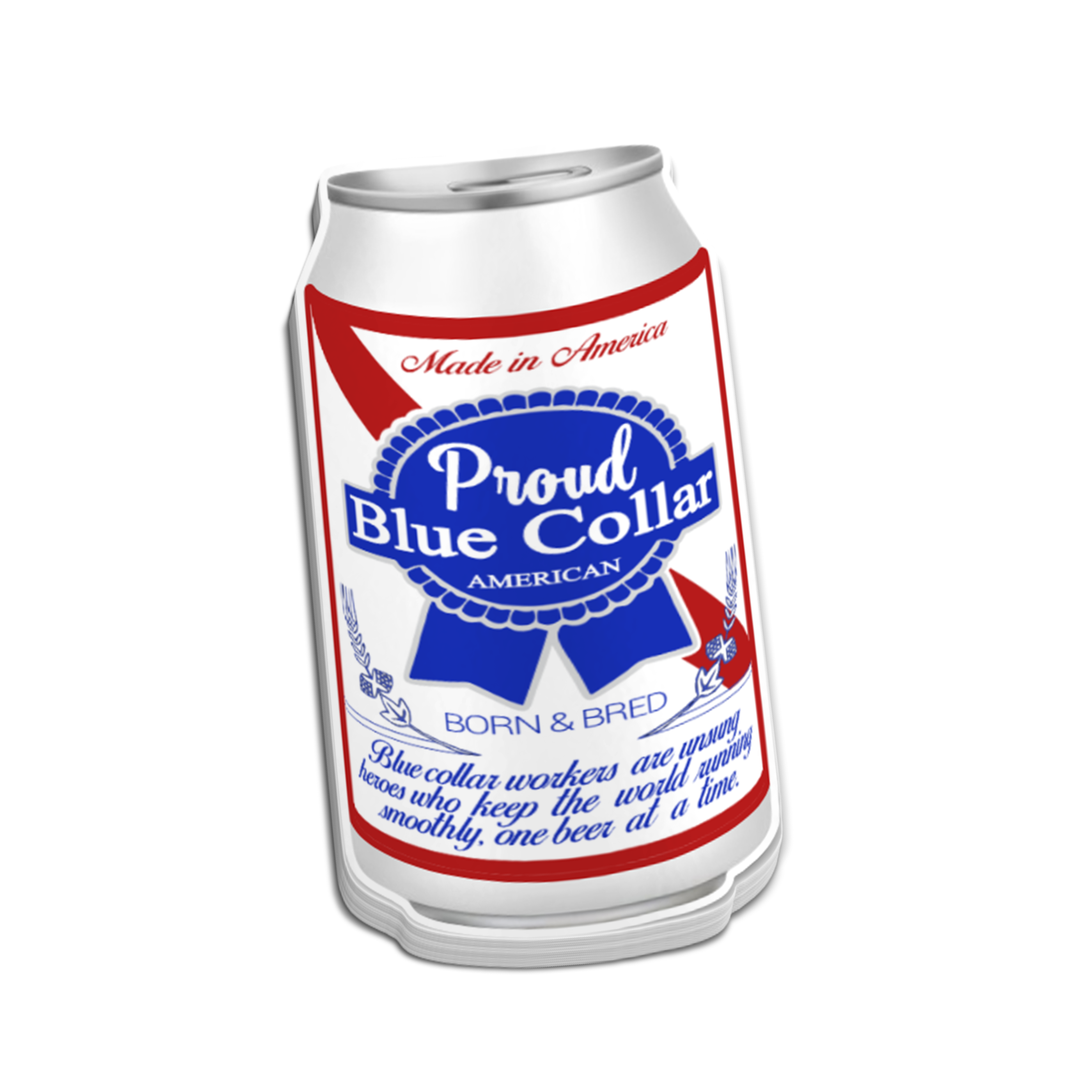 Proud Blue Collar Beer Can Sticker - Hard Hat Stickers – Vinyl Chaos ...