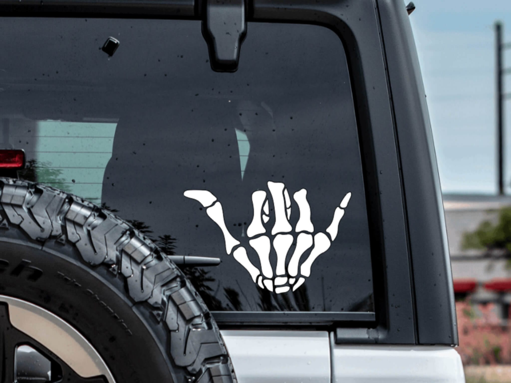 Skeleton Hand Hang Loose Car Decal - Window Decal – Vinyl Chaos Design Co.