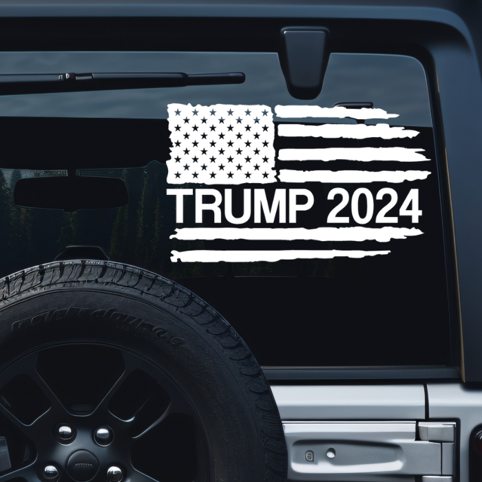 Trump 2024 Flag Car Decal - Trump Window Sticker – Vinyl Chaos Design Co.